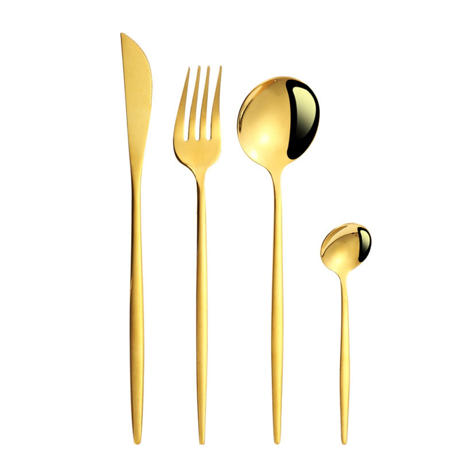 Ersvoioy Tableware 24Pcs Stainless Steel Titanium Plated Golden ...