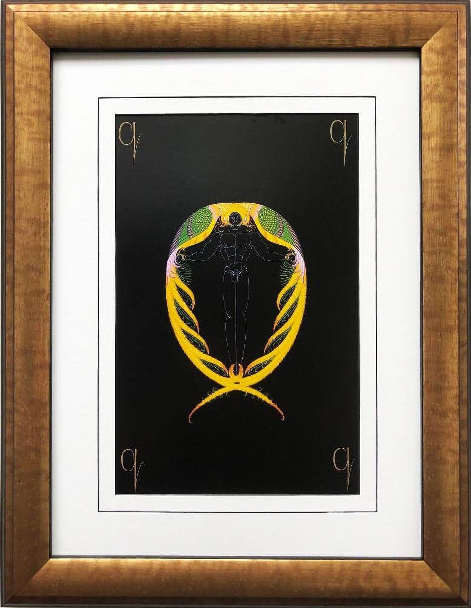 Erte "Q" CUSTOM FRAMED Vintage Print Art Deco Alphabet Letter Suite ...
