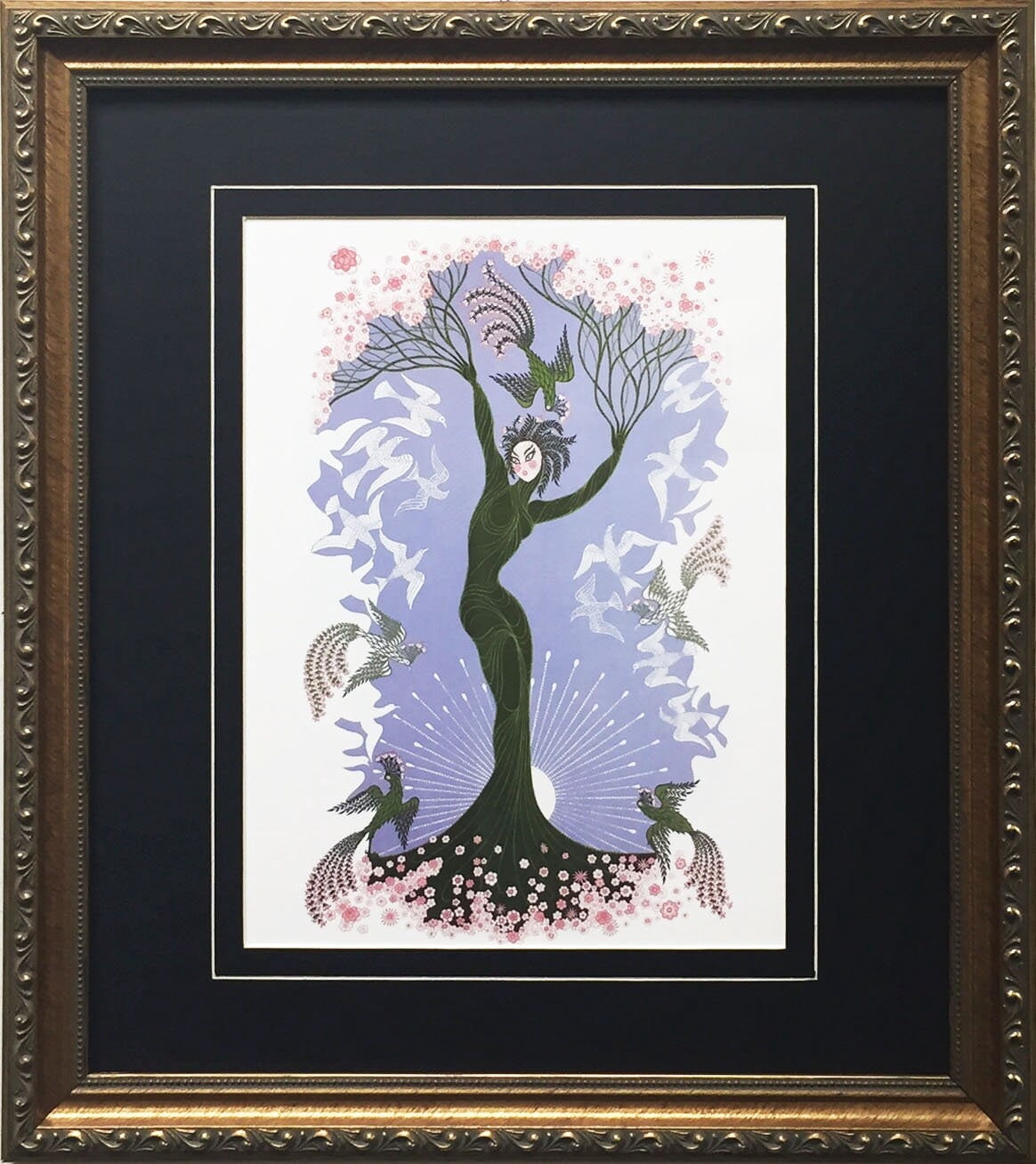 Erte "Spring" Newly Custom Framed Print Art Deco Design FOUR SEASONS ...