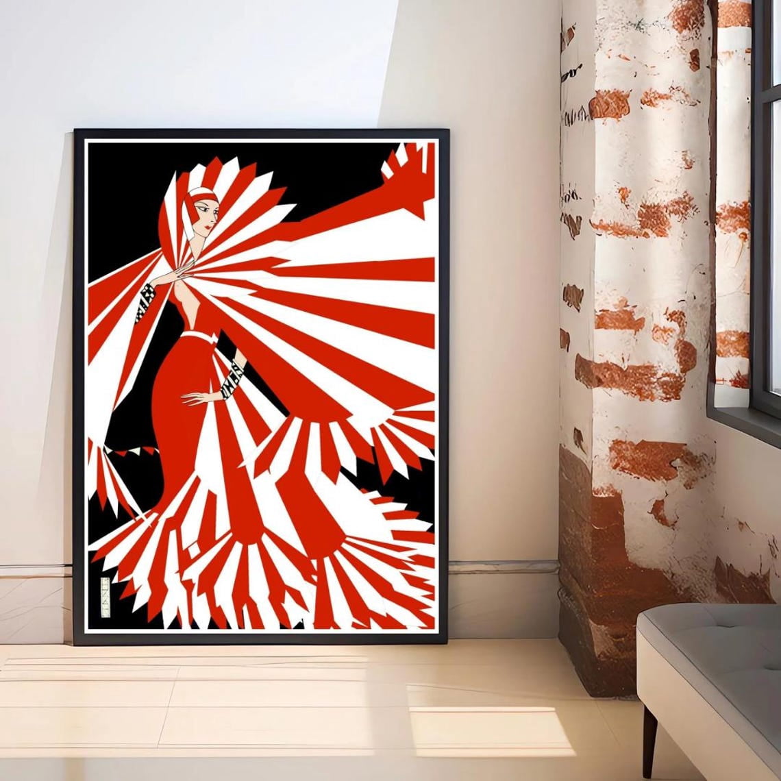 Erte Symphony in Red Vintage French Fashion Poster Unframed Paper Print ...
