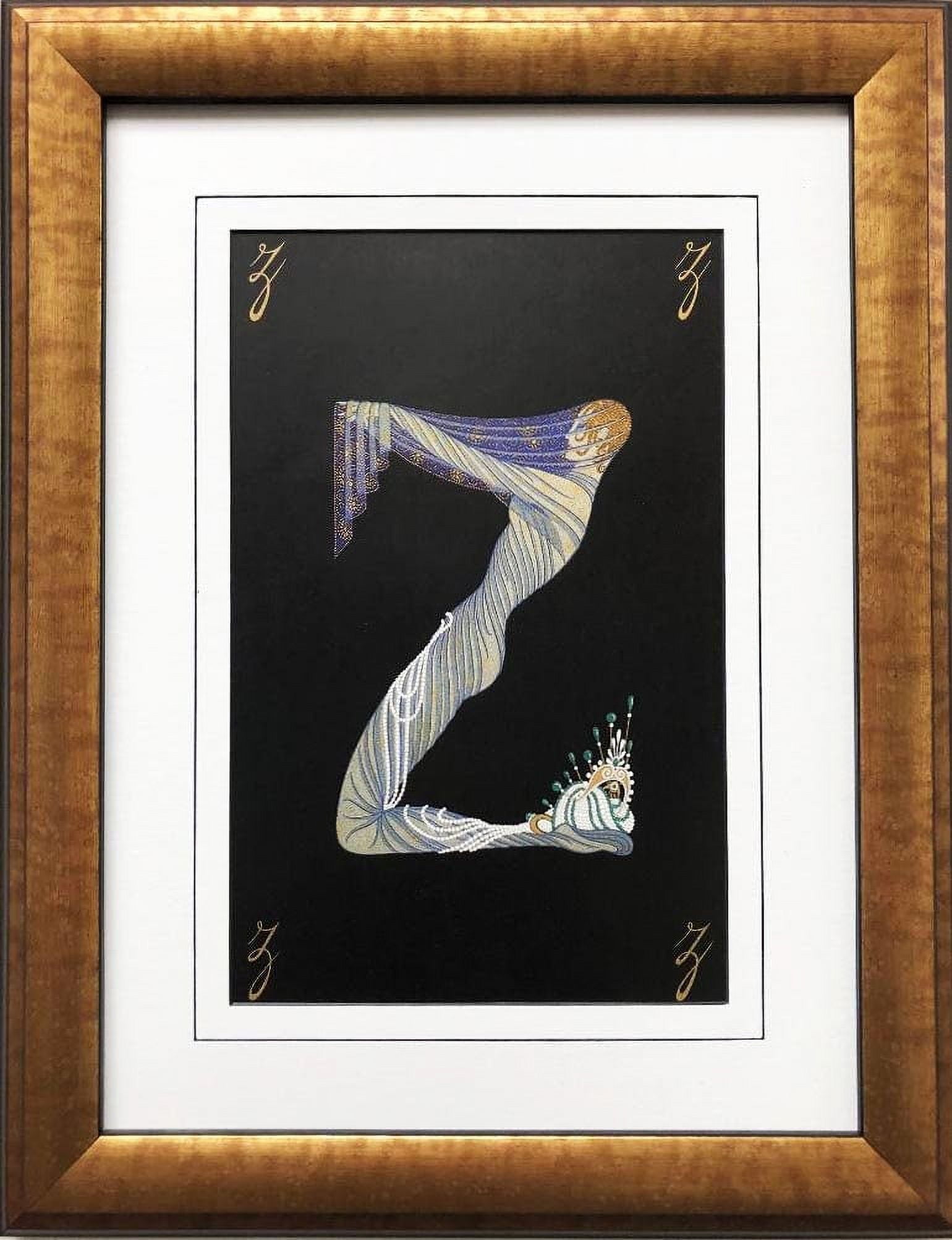 Erte "Z" CUSTOM FRAMED Vintage Print Art Deco Alphabet Letter Suite ...