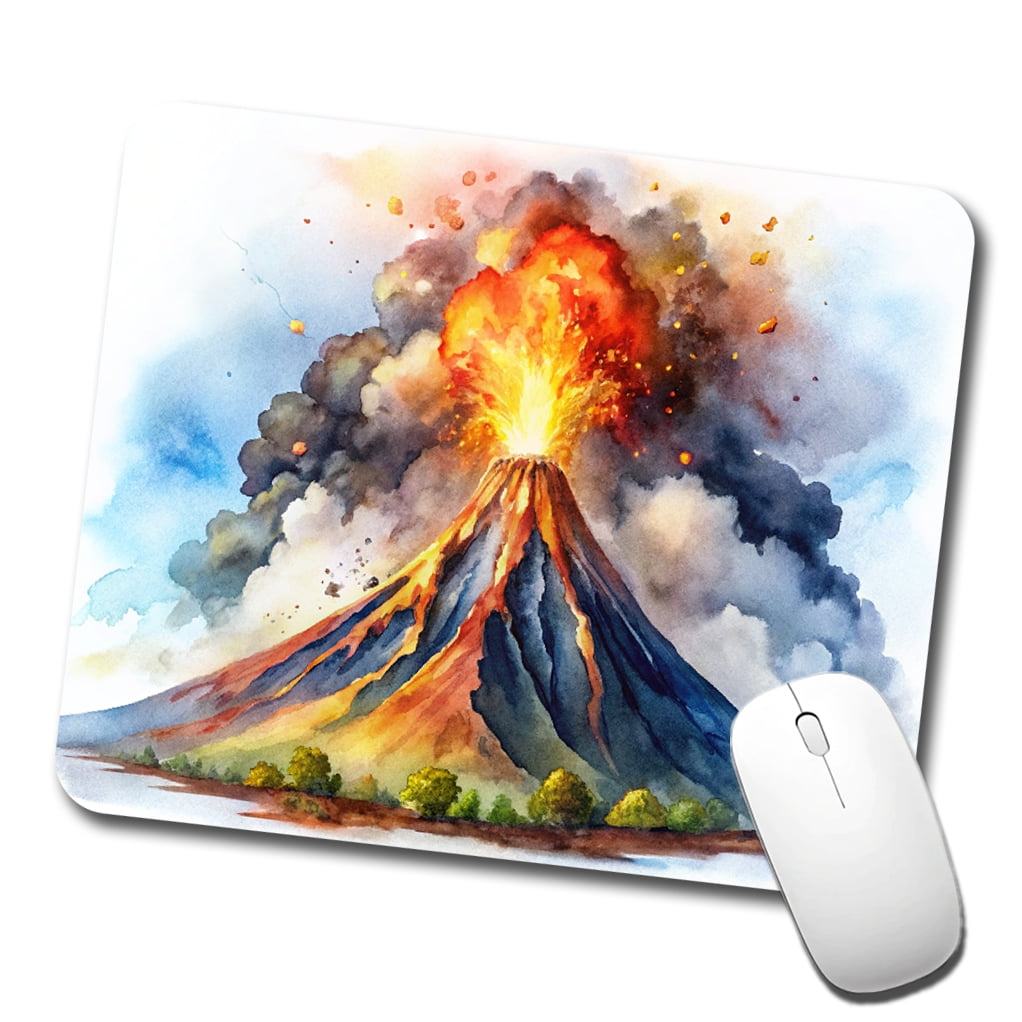 Erupting Volcano Watercolor Mouse Pad Low Profile Gaming Mat - Walmart.com