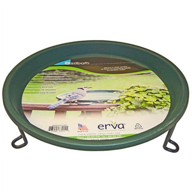 Erva Bird Bath - Ground Level - Black Wire Ring with Forest Green Dish ...