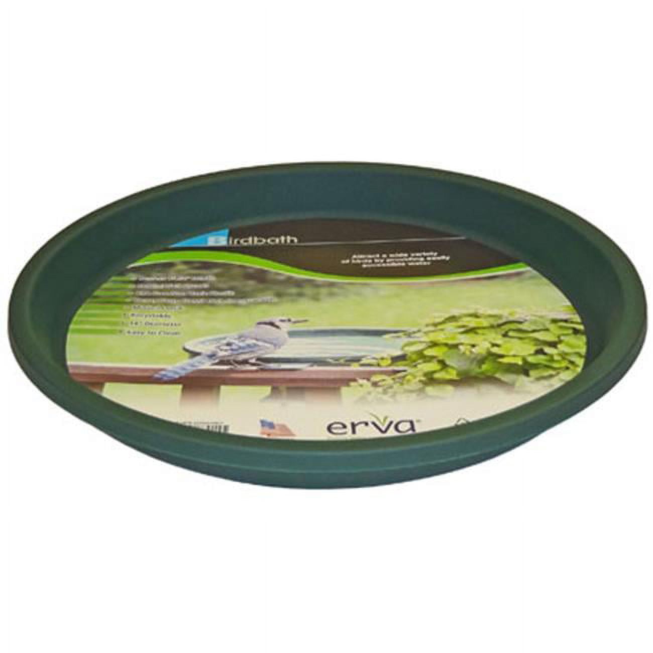 Erva D14GR 14 in. dia. Bird Bath Plastic Dish Green - Walmart.com