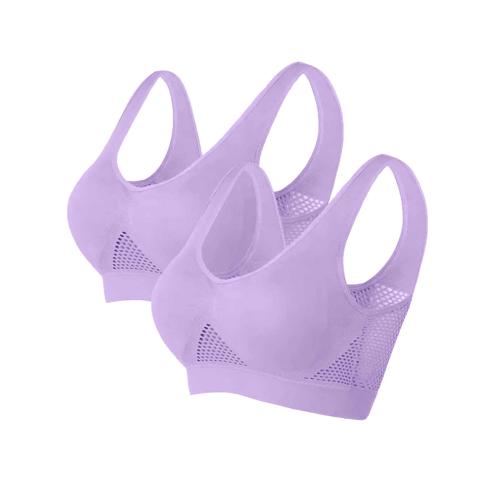 Erwazi 2 Pack Sports Bras for Women Wirefree Mesh Breathable Underwear ...