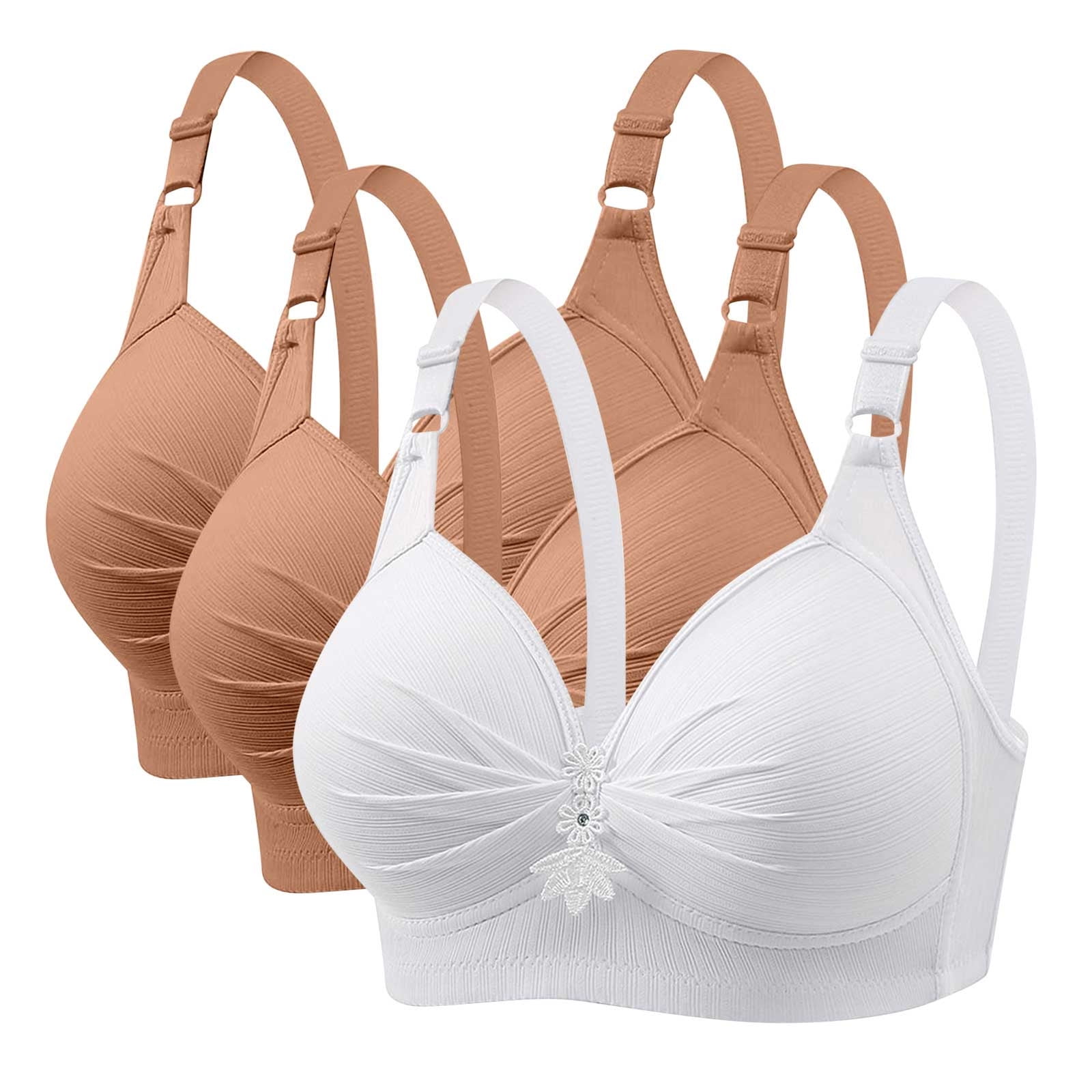 Erwazi 3 Pack Women Support Wireless T-Shirt Bra Plus Size Seamless ...