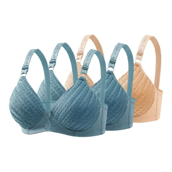 Erwazi 3 Pack Women's Lace Embroidery Wireless Bras Back Closure ...