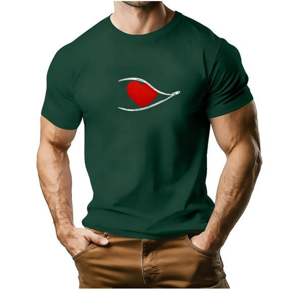 Erwazi Men's Valentine's Day Heart Printed Athletic T-Shirt Short ...