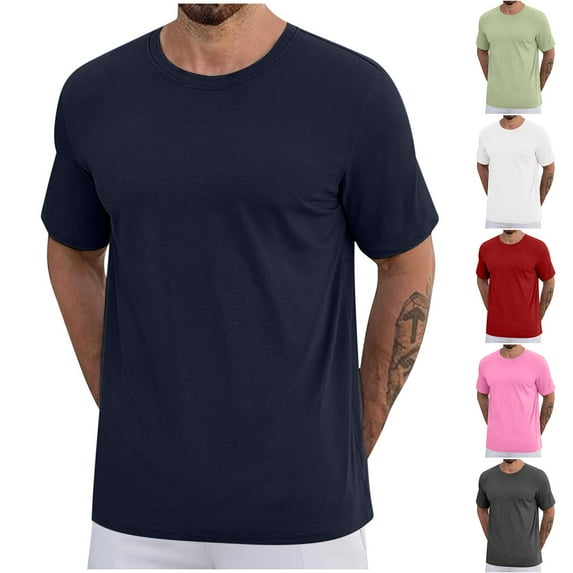 Erwazi Mens T-Shirts Casual Solid Color Short Sleeve Shirt Workout ...