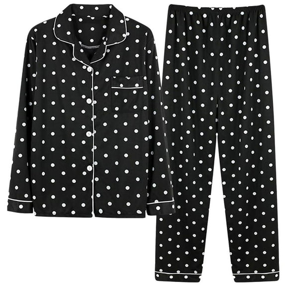 Erwazi Two Piece Pajama Set for Women Button Down Long Sleeve Graphic Shirt Wide Leg Pants ...