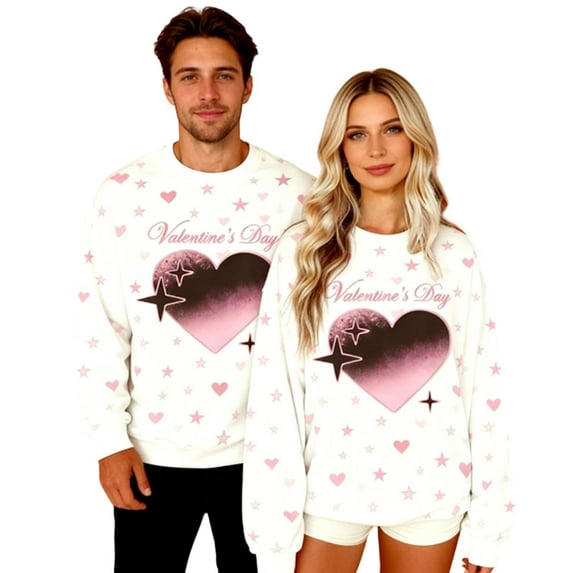 Erwazi Valentine's Day Sweatshirt Matching Style for Couples Print Long ...