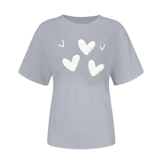 Erwazi Valentines T-Shirts for Womens Heart Printed Casual Short Sleeve ...