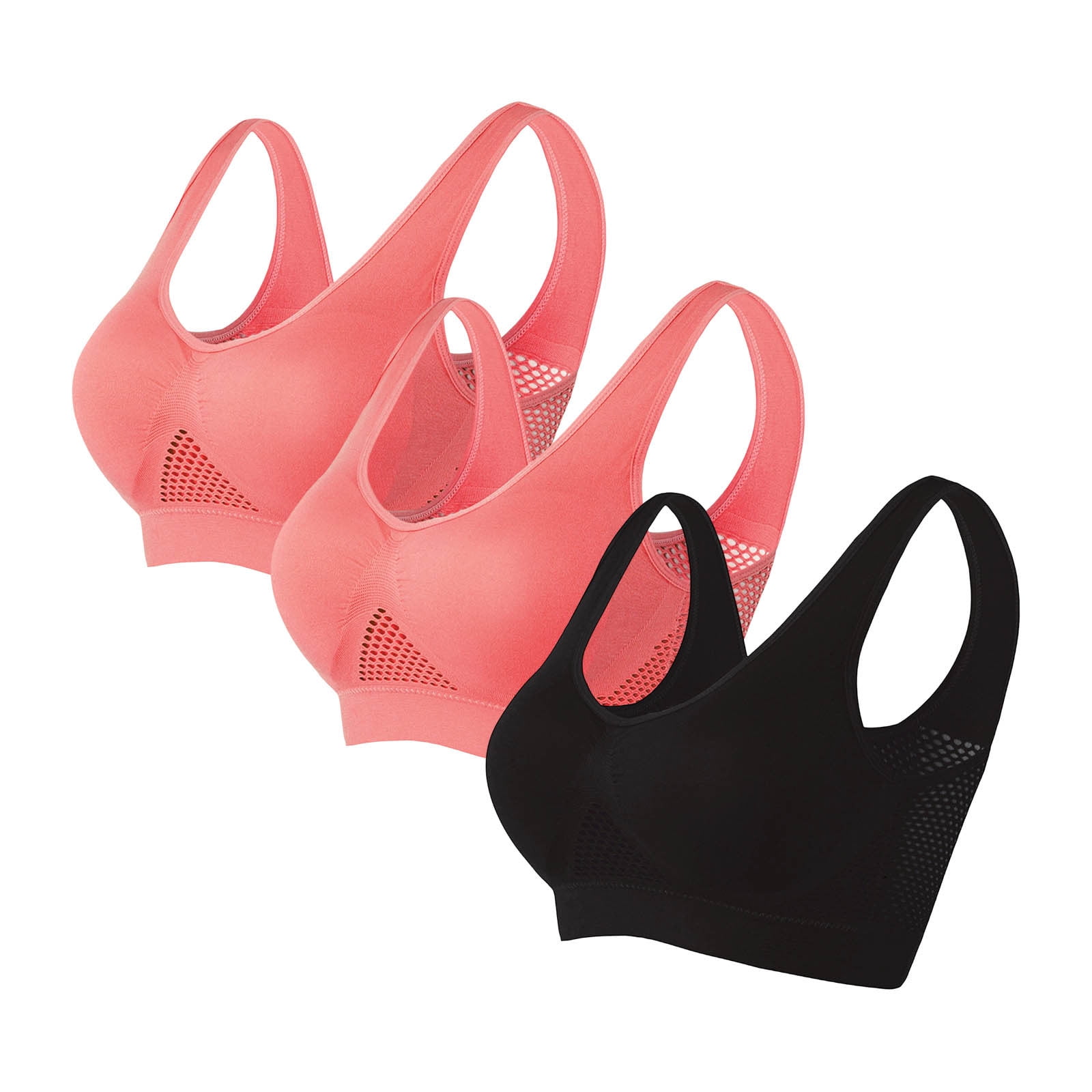 Erwazi Women's 3 Pack Mesh Sports Bra Thin Cutout Breathable Yoga Tank ...
