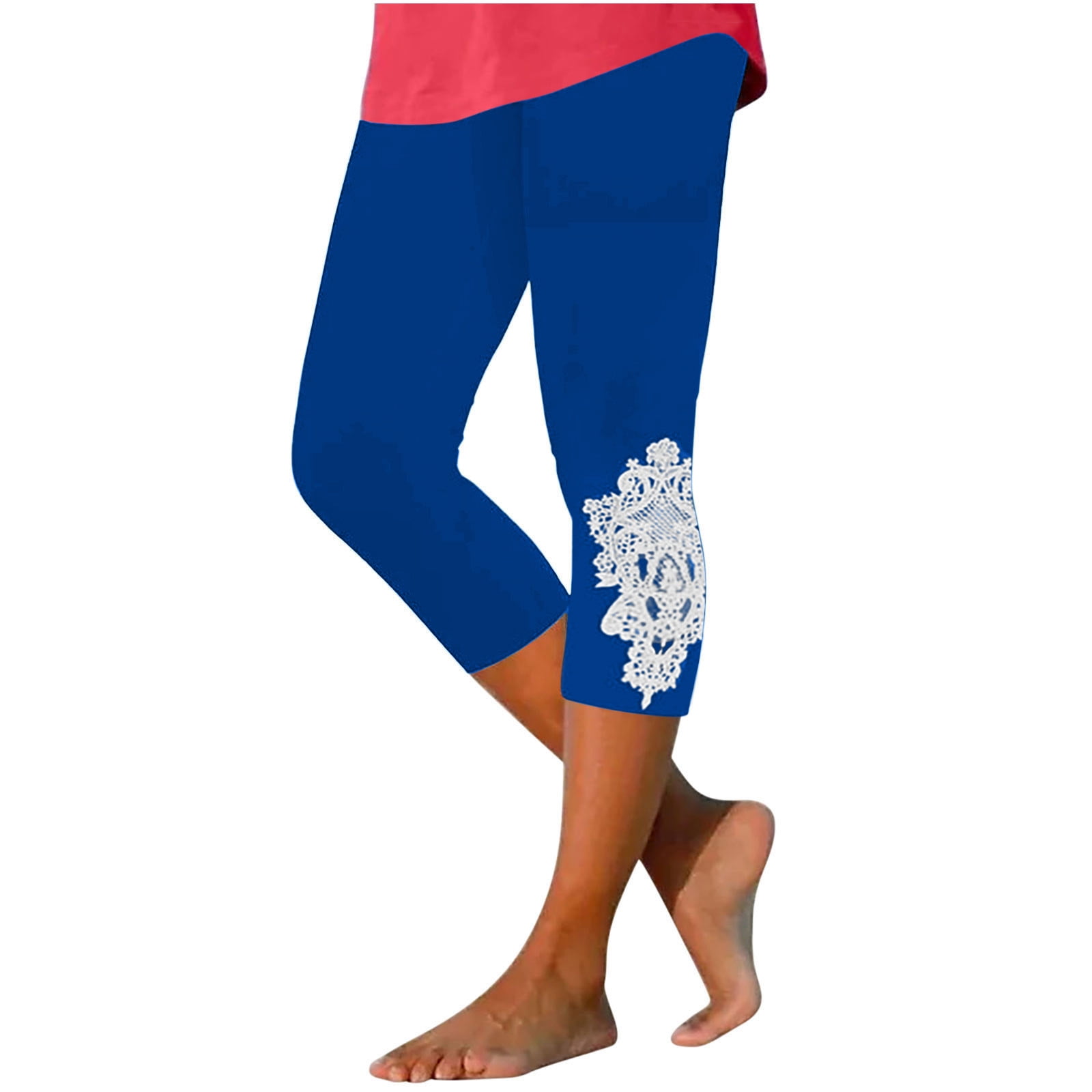 Erwazi Women's Capri Leggings Casual Yoga Workout Exercise Pants High ...