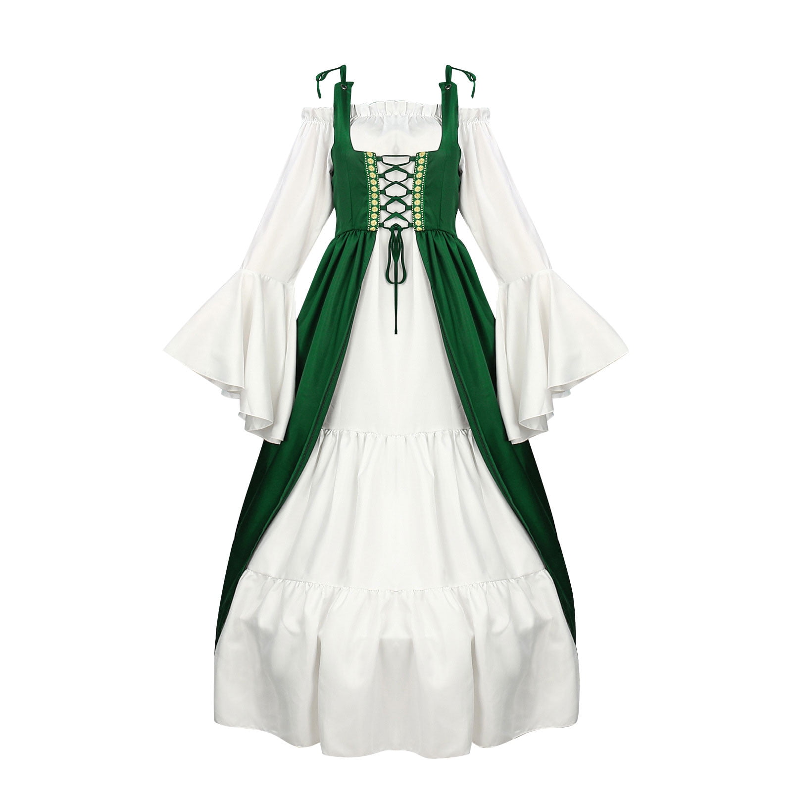 Erwazi Women's Renaissance Medieval Costumes Dress Trumpet Long Sleeves ...