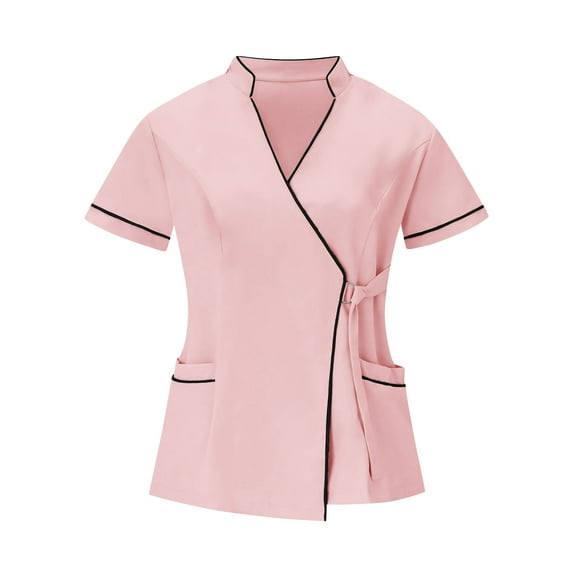 Erwazi Women's Scrubs V-Neck Nurse Uniform T-Shirt Clinic Easy Care ...