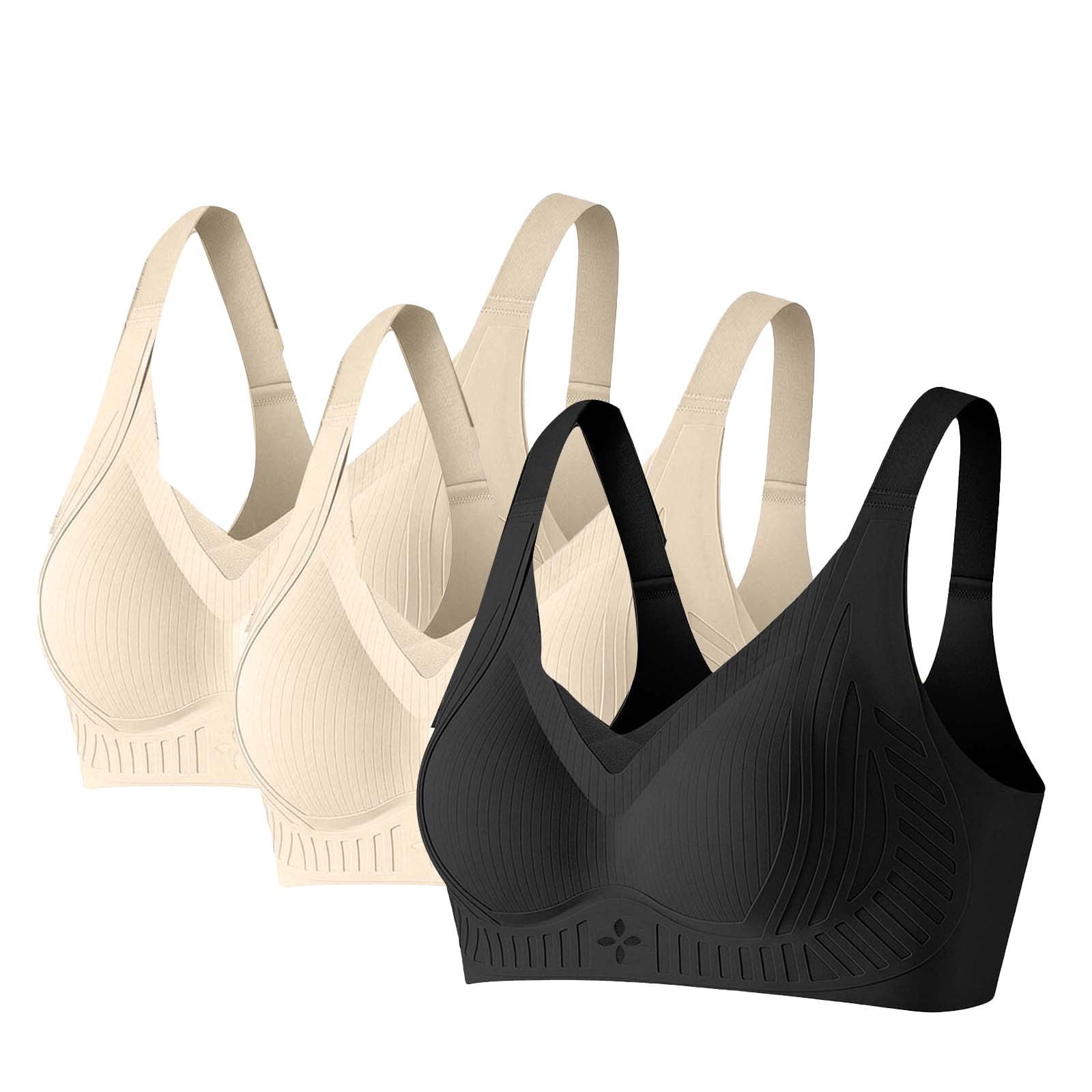 Erwazi Womens 3 Pack Sports Bras High Impact Adjustable Wireless Plus ...
