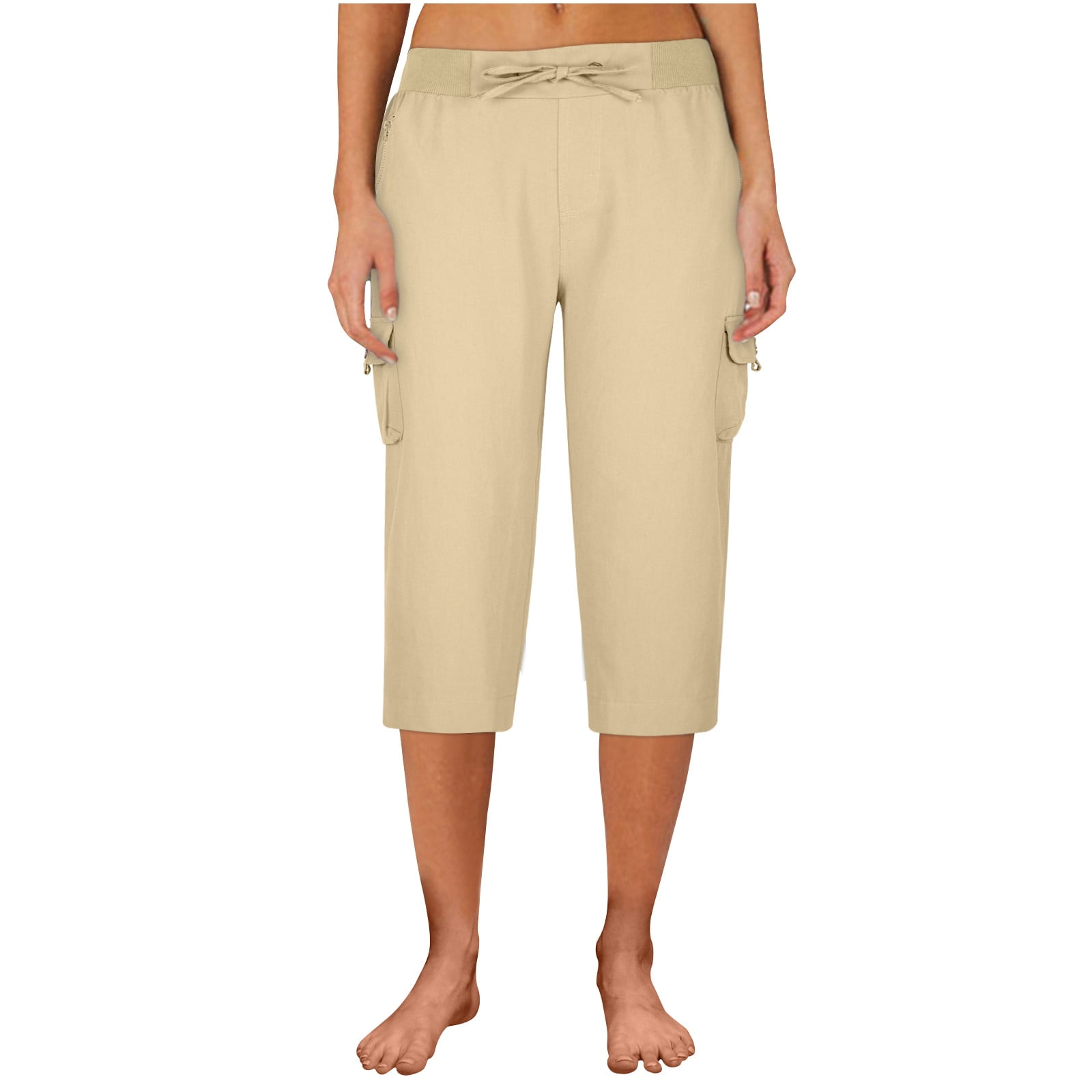 Erwazi Womens Capris with Pockets Loose Fit Casual Capri Pants Dressy ...