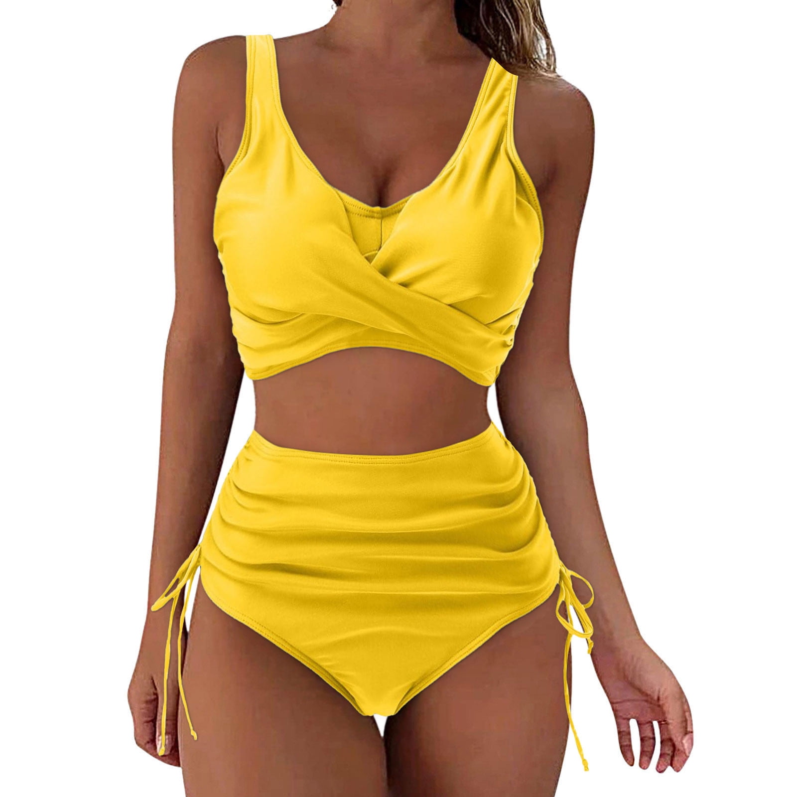 Erwazi Womens High Waisted Bikini Sets 2 Piece Tummy Control Bathing