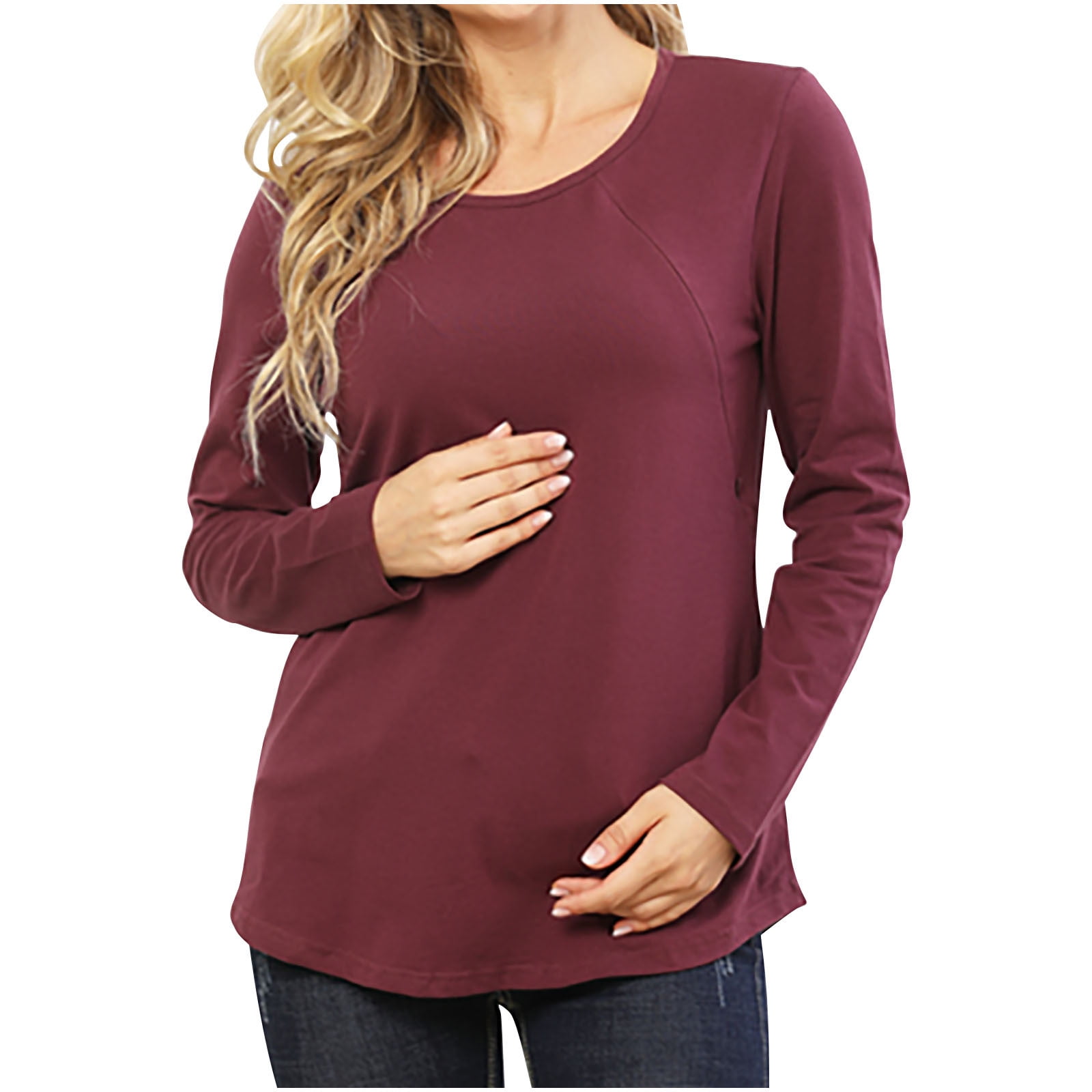 Erwazi Womens Plus Size Maternity Tops Casual Long Sleeve T Shirts for ...