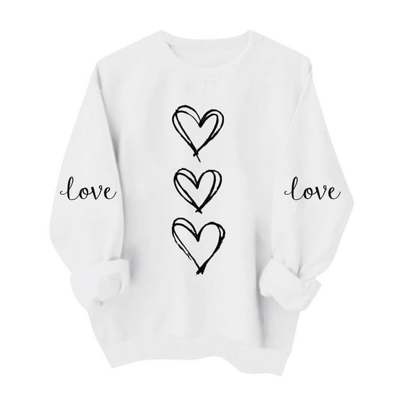 Erwazi Womens Valentines Hoodies Sweatshirts Crewneck Long Sleeve Cute ...