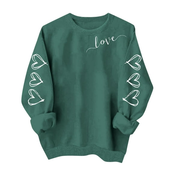 Erwazi Womens Valentines Hoodies Sweatshirts Crewneck Long Sleeve Cute ...