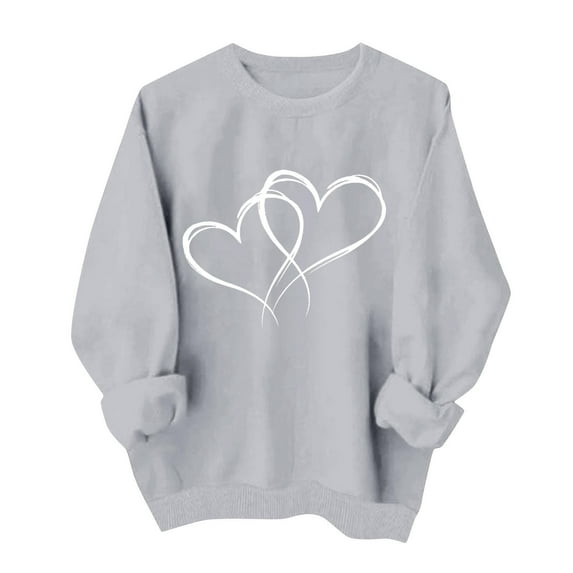 Erwazi Womens Valentines Hoodies Sweatshirts Crewneck Long Sleeve Cute ...