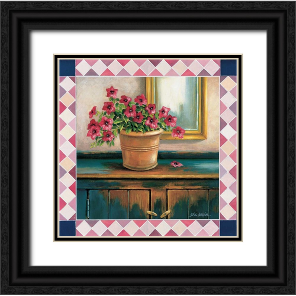 Erwin, Eric 15x15 Black Ornate Wood Framed with Double Matting Museum ...
