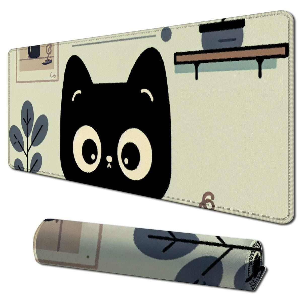 Erxjss Aesthetic Beige White Anime Desk Mat Mouse Pad Cute Kawaii ...