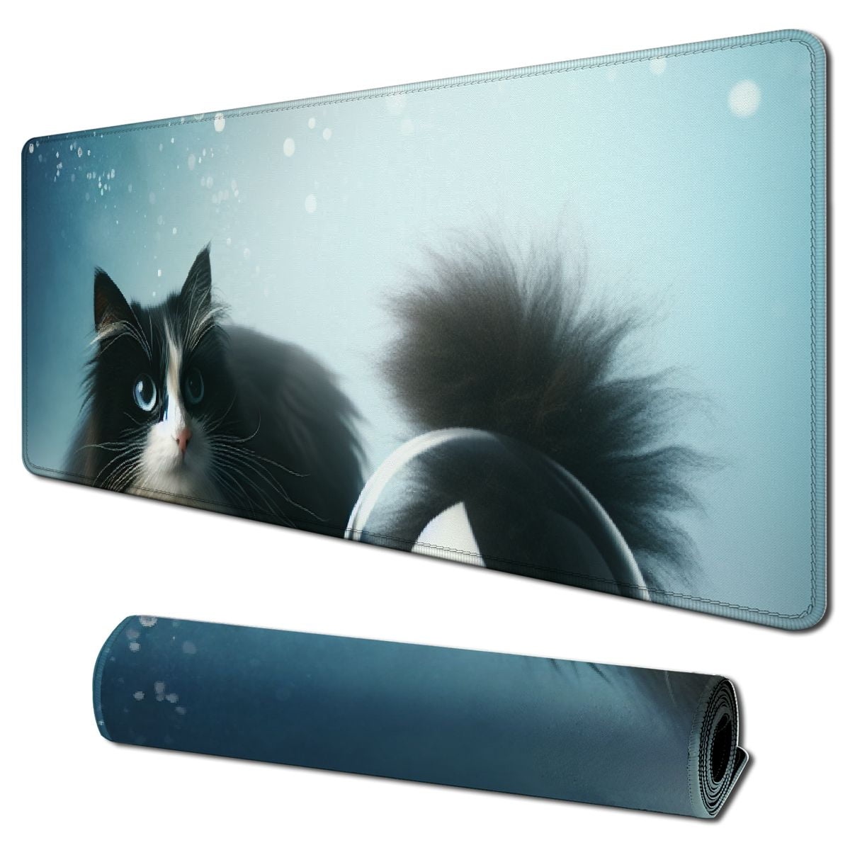 Erxjss Black and Blue Gaming Mouse Pads Large Desk Mat with Non-Slip ...