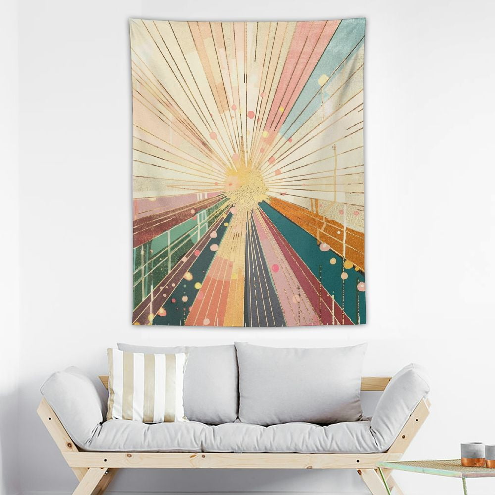 Erxjss Boho Sun Tapestry Wall Hanging, Retro Abstract Striped Aesthetic ...