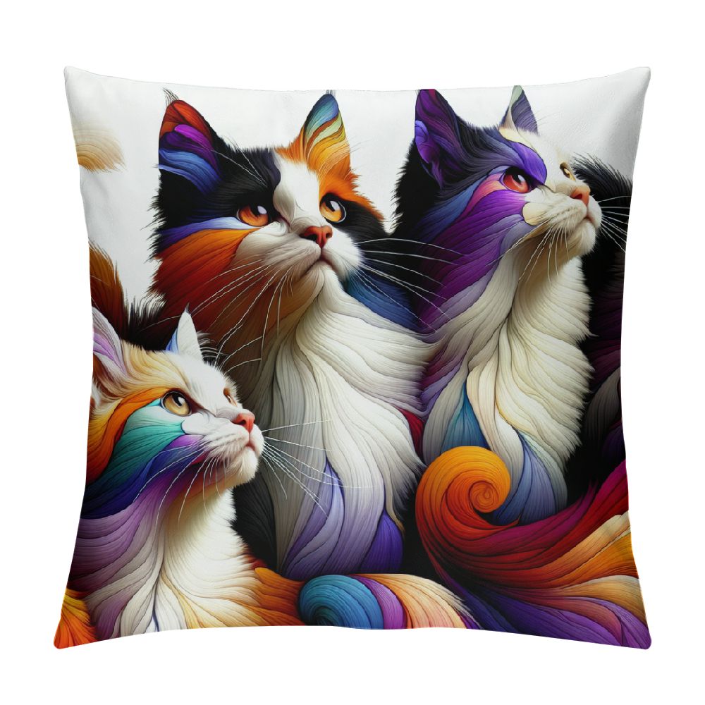 Erxjss Cat Throw Pillow Covers Cute Watercolor Art Ear Theme Wonderland ...
