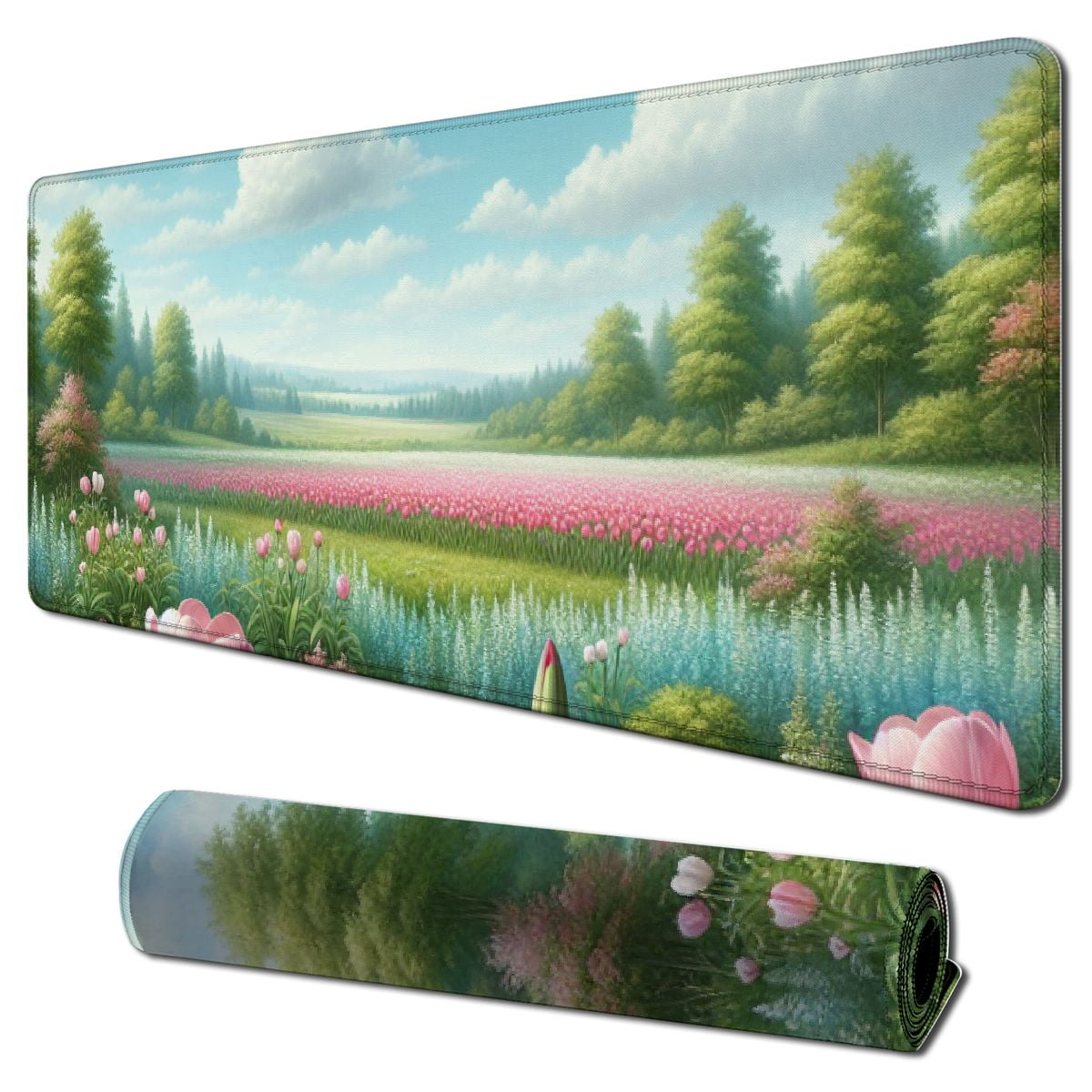 Erxjss Cute Anime Floral Desk Mat Sage Green Large Mouse Pad XL Gaming ...