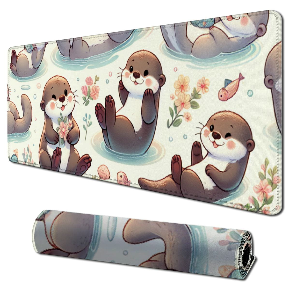 Erxjss Cute Otter Gaming Mouse Pad Large Anime Desk Mat, 31.5x11.8 Inch ...