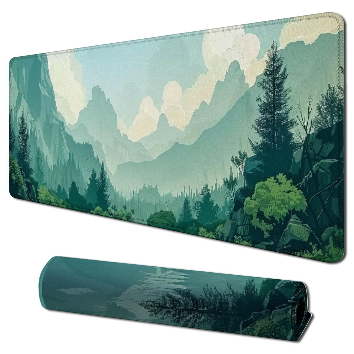 Erxjss Cute Pastel Green Forest Sage Desk Mat Anime Large Gaming Mouse ...