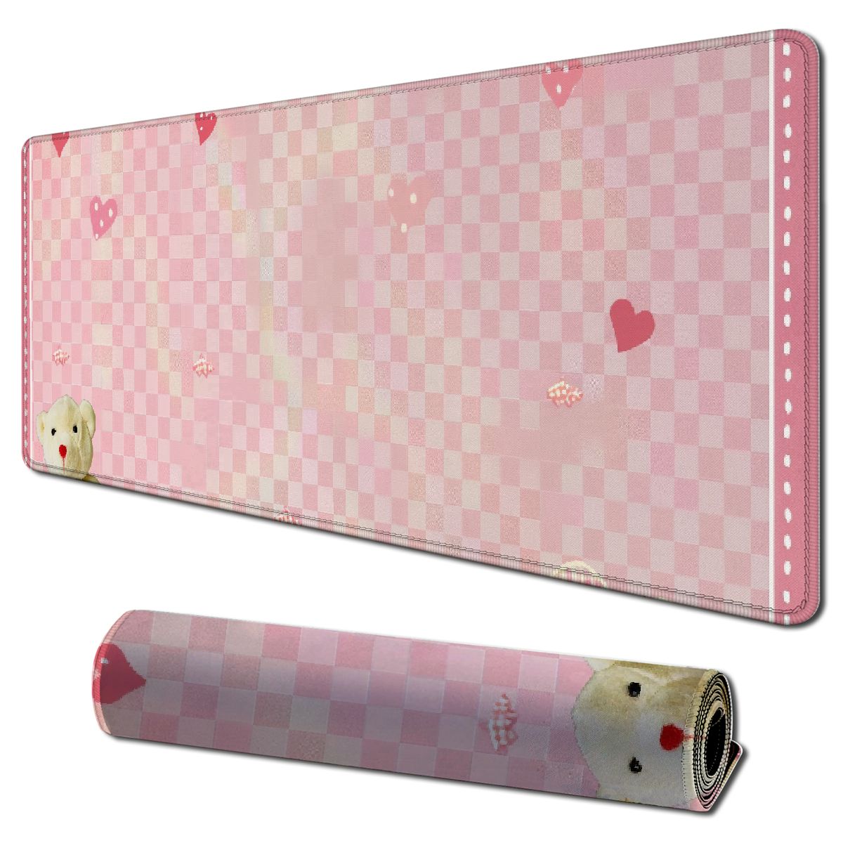 Erxjss Cute Pink Plaid Desk Mats Strawberry Milk Gaming Desk Pad ...