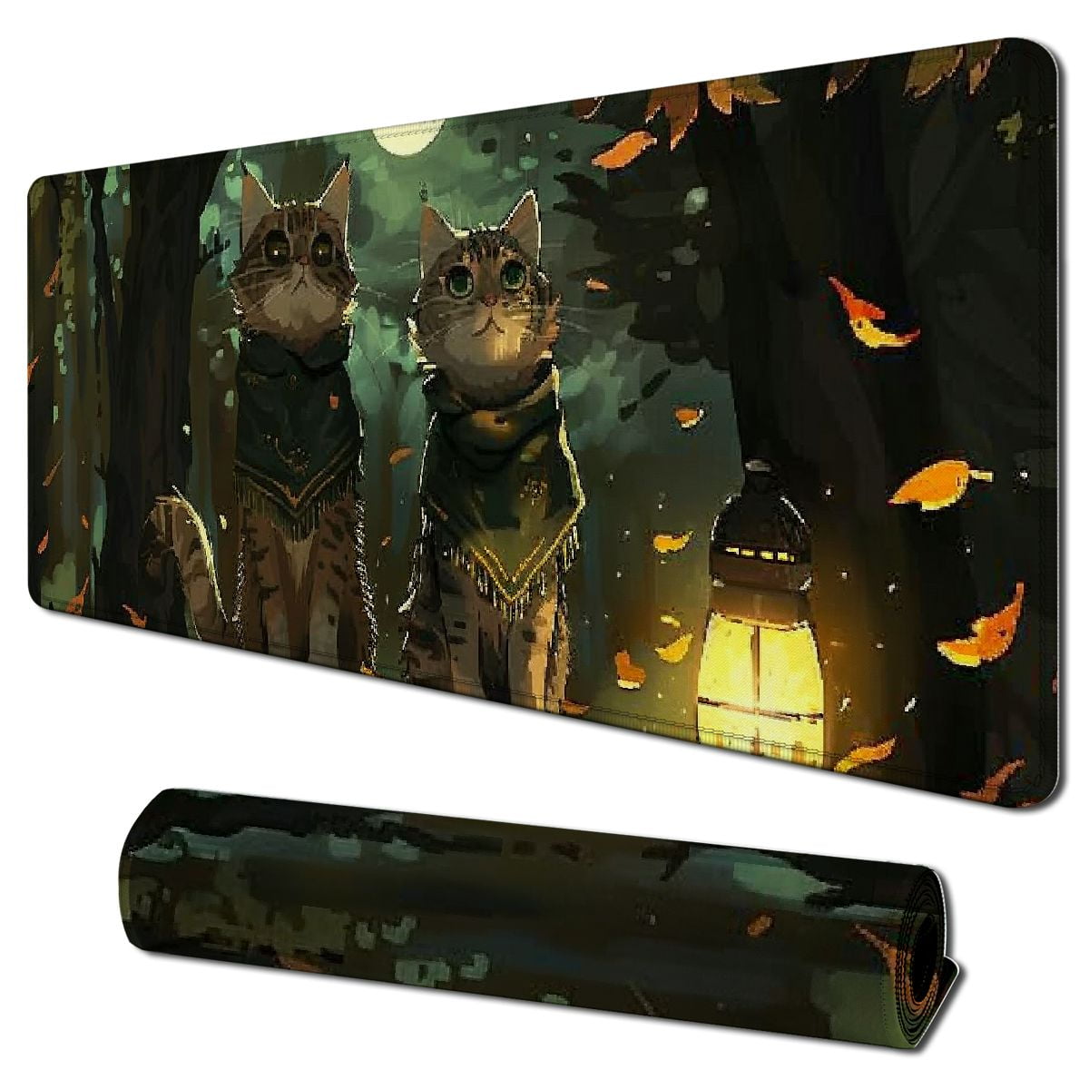 Erxjss Forest Cats Desk Mat Anime Cat Desk Pad Cute, Kawaii Green Mouse ...