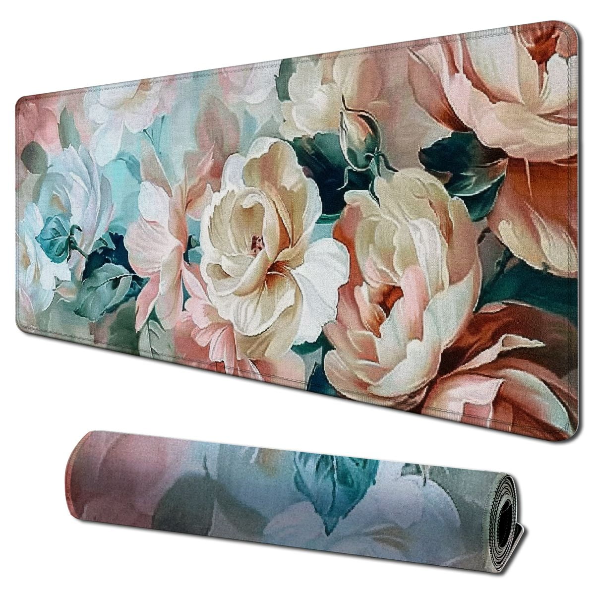 Erxjss Gaming Mouse Pad Oil Painting with Flower Rose Large Mouse Pad ...