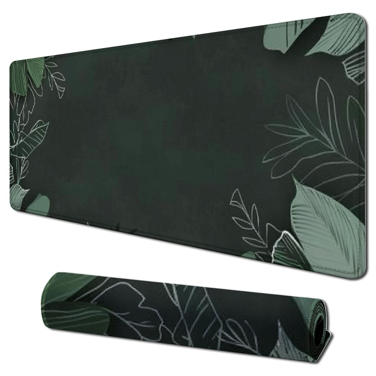 Erxjss Green Plants Desk Mat Tropical Leaves Mouse Pad Cute, Large ...