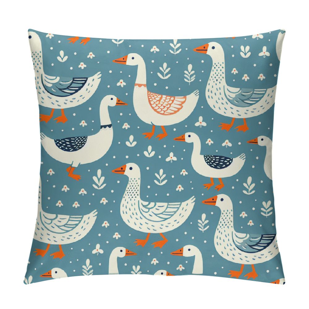 Erxjss Hand Drawn Cute Goose Pillow Covers, Fall Pillow Cover Cushion ...