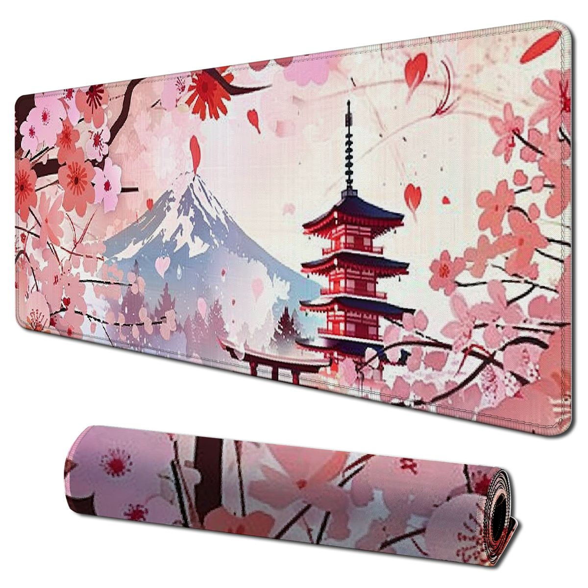 Erxjss Japanese Landscape Pink Sakura Extended Mouse Pad Cherry Blossom ...