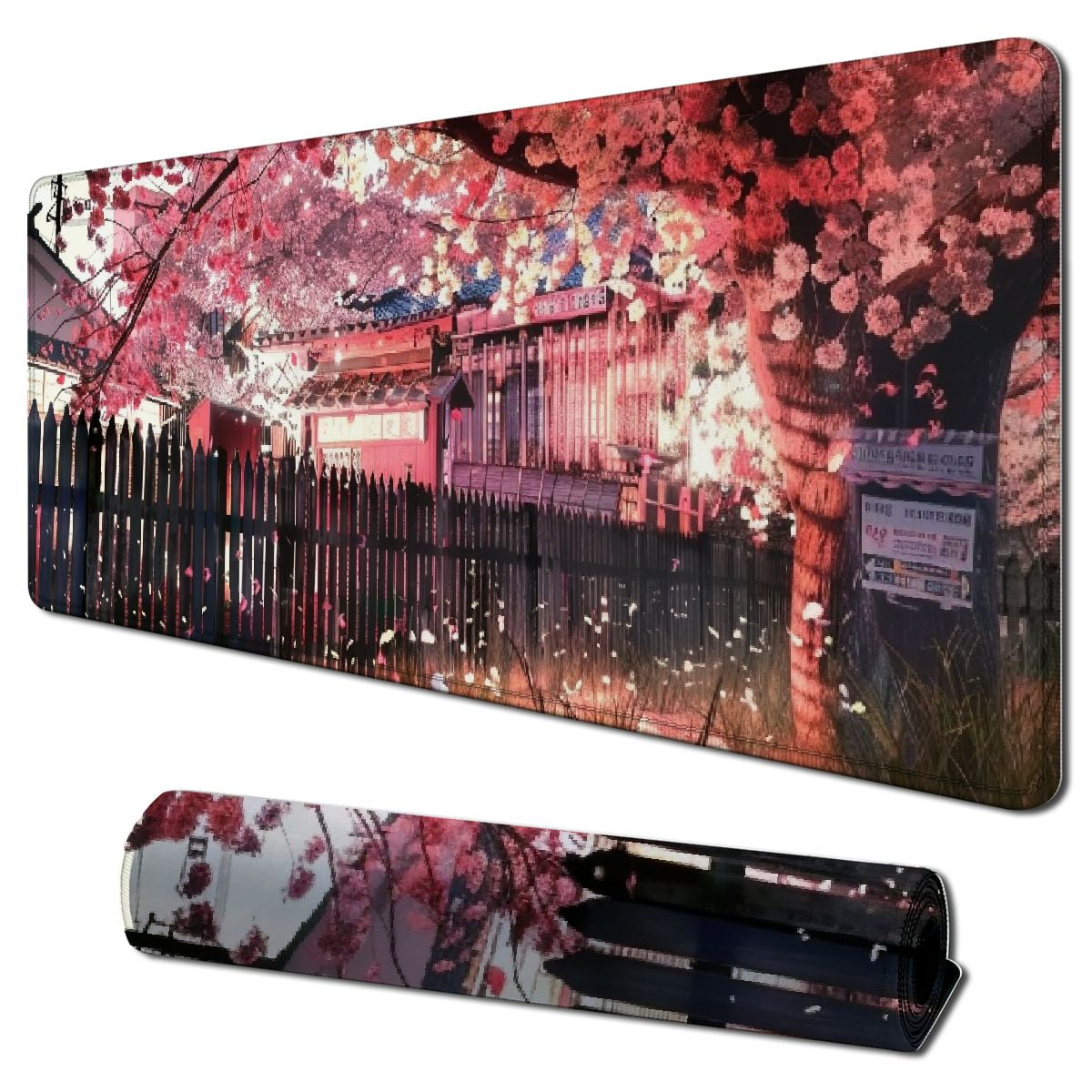 Erxjss Japanese Sakura Anime Extended Mouse Pad Pink Cherry Blossom ...