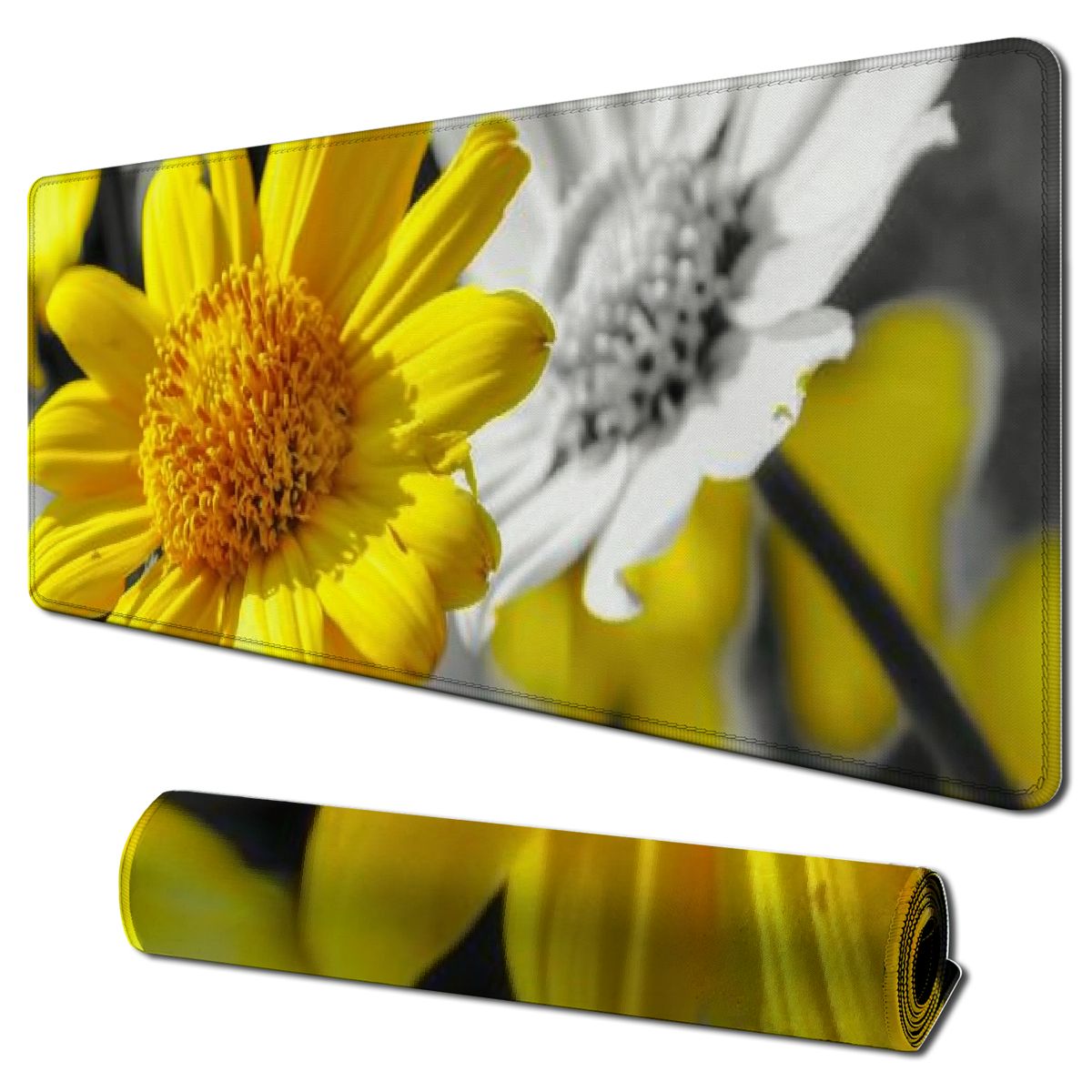 Erxjss Large Gaming Mouse Pad Long Desk Mat Daisy Flower Pattern Big ...