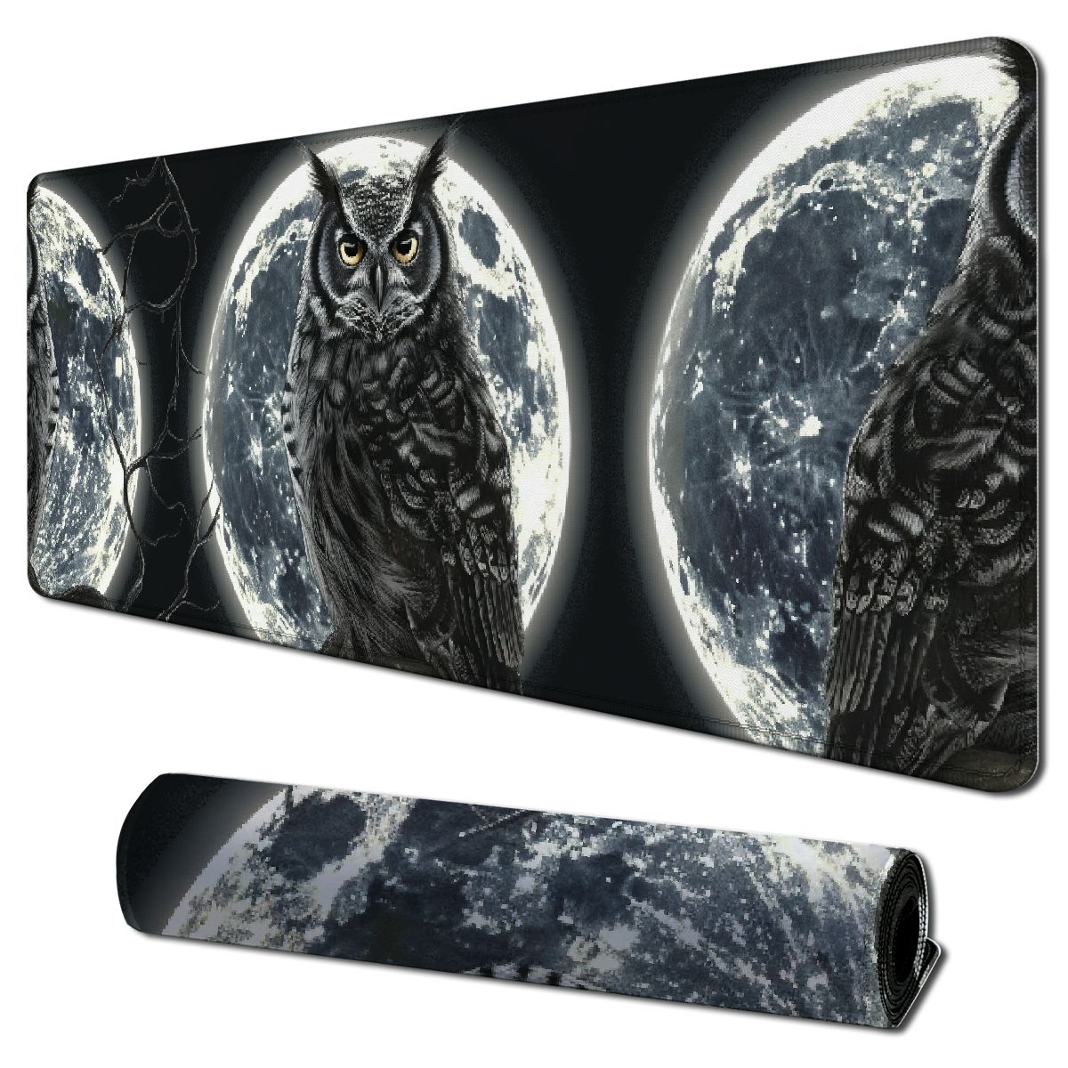 Erxjss Large Gaming Mouse Pad Long Desk Mat Halloween Animal Owl Moon ...