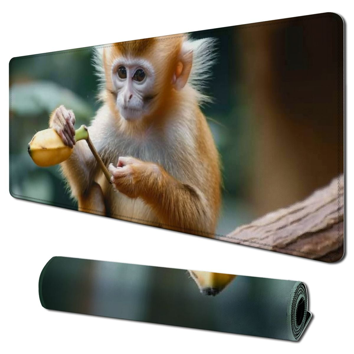 Erxjss Large Gaming Mouse Pad Long Desk Mat Little Cute Monkey Portrait ...