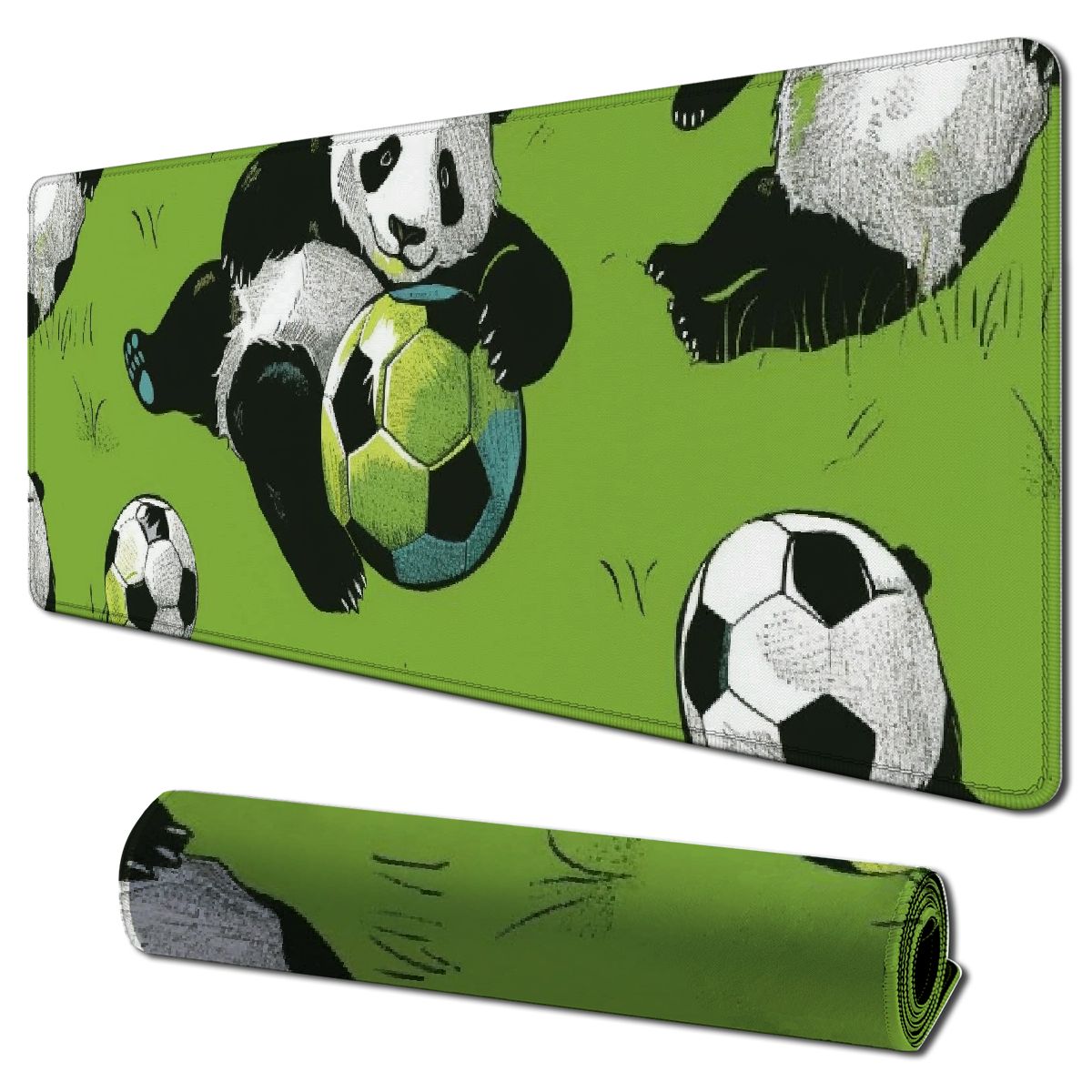 Erxjss Large Gaming Mouse Pad Long Desk Mat Panda Playing Football ...