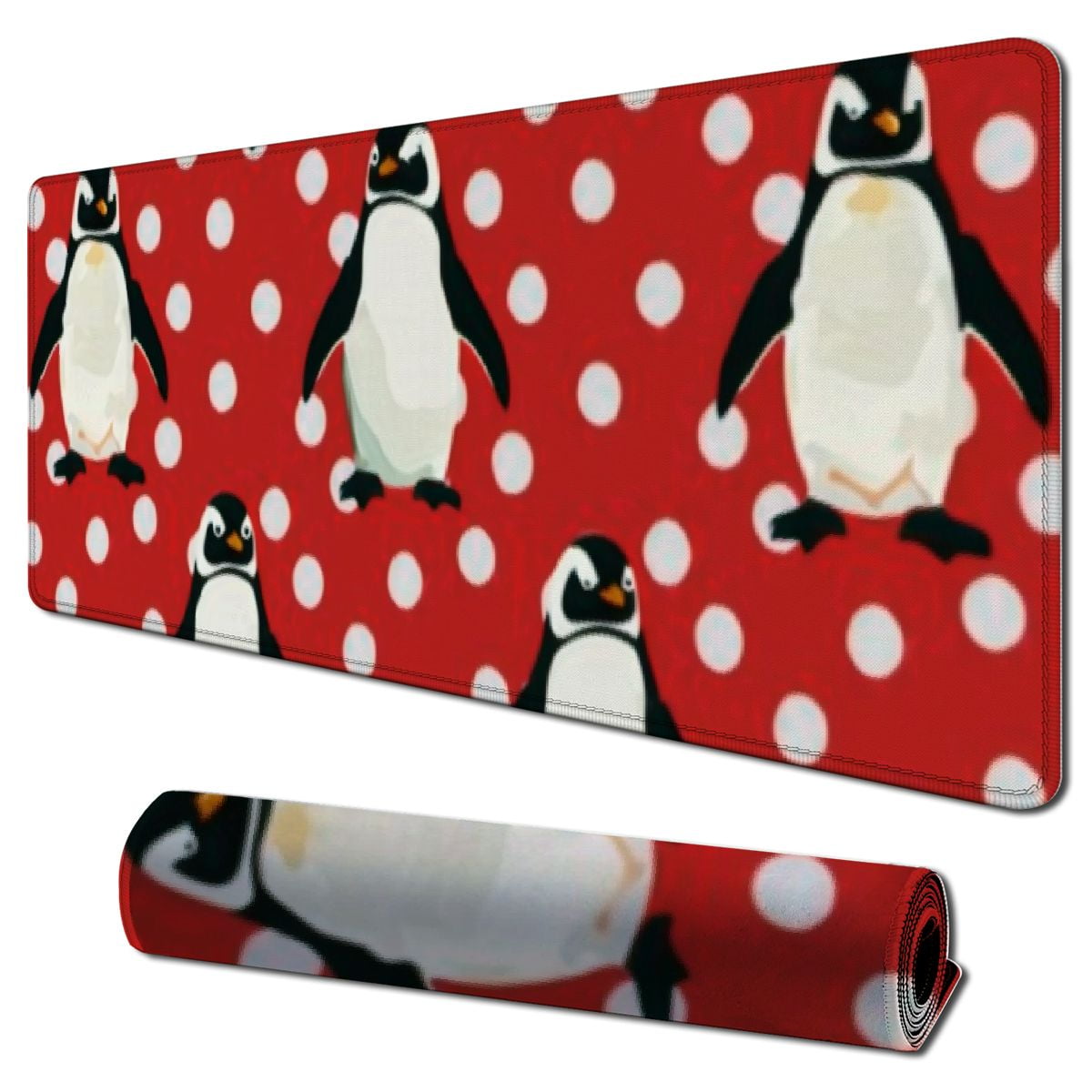 Erxjss Large Gaming Mouse Pad Long Desk Mat Penguin with Red Snow Dot ...