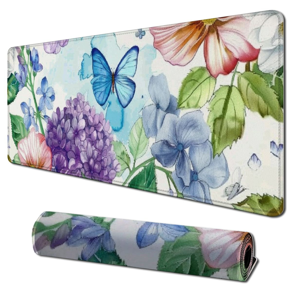 Erxjss Large Gaming Mouse Pad Long Desk Mat Pink Blue Hydrangea Flowers ...