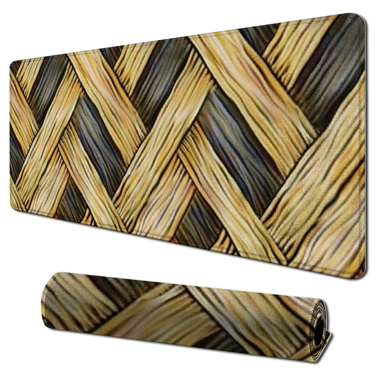 Erxjss Large Gaming Mouse Pad Long Desk Mat Rattan Yellow Pattern Big ...