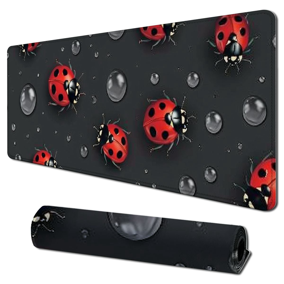 Erxjss Large Gaming Mouse Pad Long Desk Mat Red Ladybugs Raindrops Big ...